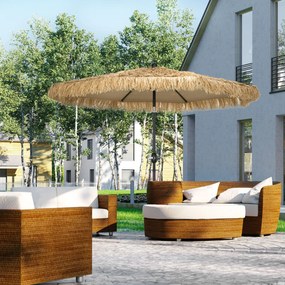 Outsunny Zahradní Slunečník 2,6x2,6m s Naklápěním a Kličkou, Sklopný, Kruh Pohanský Slunečník s 8 Žebry, Hliníkový a Polyesterový, pro Zahradu, Balko…