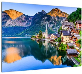 Skleněný obraz - Alpská vesnice (70x50 cm)