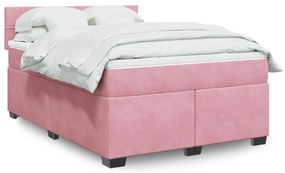 Box spring postel s matrací růžová 140x190 cm samet 3288611