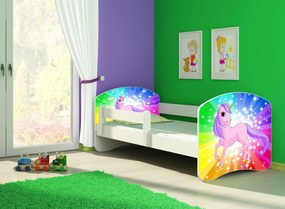 Dětská postel - Poník jednorožec duha 2 160x80 cm bílá