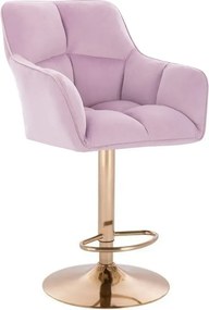 LuxuryForm DESIGN Barová židle AMALFI VELUR na zlaté kulaté podstavě - levandule