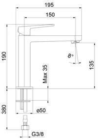 Sapho - Umyvadlová baterie TURSI 19 cm matná černá