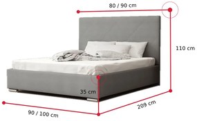 Expedo Jednolůžková čalouněná postel NASTY 5 + rošt, 80x200, malmo 61