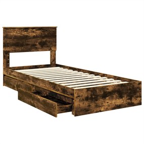Postel s úložným prostorem se zásuvkou Kouřový dub 75 x 190 cm 3408512