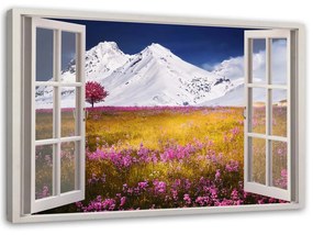 Obraz na plátně Pohled z okna Květná hora Laka - 100x70 cm