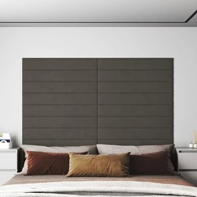 Nástěnné panely 12 ks tmavě šedé 90 x 15 cm samet 1,62 m² - Default Title