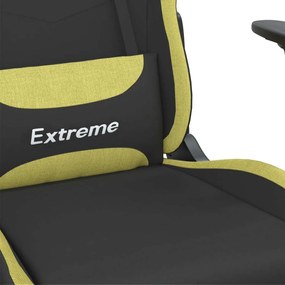 vidaXL Masážní herní židle s podnožkou černá a textil [345486] Barva: světle zelená