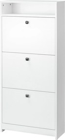 HOMCOM Botník s 3 sklápěcími přihrádkami (18 párů bot) a 1 úložnou policí z dřevotřísky, bílý, 60x24x132cm | Aosom
