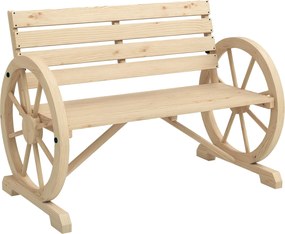 Outsunny Dvoumístná Zahradní Lavice, Voděodolná Lavice, Zahradní Nábytek se Zádovou Opěrkou a Opěrkami v Tvaru Kola, Parková Lavice s Nosností 240 kg,