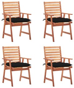 Zahradní jídelní židle s poduškami 4 ks masivní akáciové dřevo
