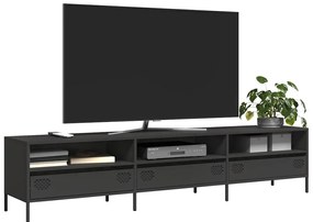 TV skříňka černá 202x39x43,5 cm ocel válcovaná za studena
