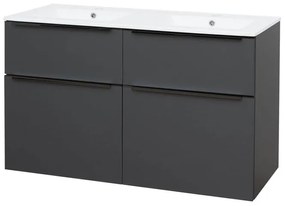 Mereo Mereo, Mailo, koupelnová skříňka s keramickým umyvadlem 121 cm, černé madlo, CN533B