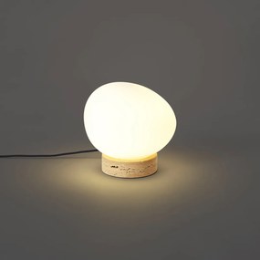 Japandi stolní lampa béžová s opálovým sklem - Sally