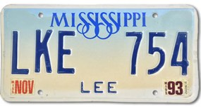 Americká SPZ Mississippi Lee