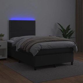 Box spring postel s matrací a LED černá 120x200 cm umělá kůže 3135873