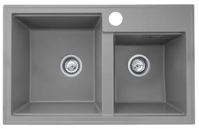 Gamma Modern 8020, 2-komorový granitový dřez 795x495x210 mm, šedá, GMA-KAT00048