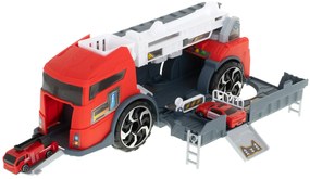 Creative Corner Transportér TIR 2v1 parkovací garáž hasiči + 3 auta červená