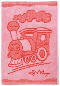 Vesna | Dětský žakárový ručník VLAK 30x50 cm červený