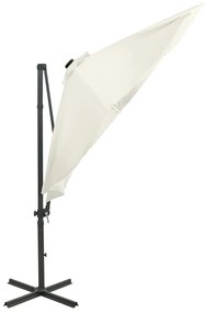 Konzolový slunečník s tyčí a LED světly pískový 300 cm,  312328
