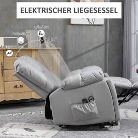 Elektrické TV křeslo HOMCOM, s 8 masážními body, s možností náklonu 135°, s pružinovým jádrem, dálkové ovládání, 94 cm x 96 cm x 106 cm, tmavě šedé| …