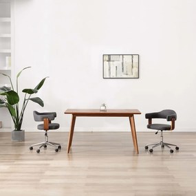Otočná jídelní židle šedá ohýbané dřevo a textil - Default Title