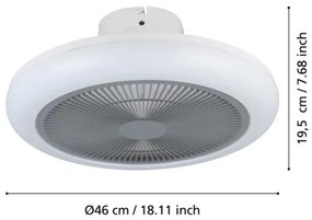 Eglo 35138 - LED Stmívatelný stropní ventilátor KOSTRENA LED/25,5W/230V šedá +DO