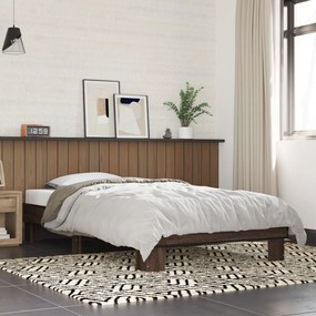 Rám postele hnědý dub 90 x 200 cm kompozitní dřevo a kov