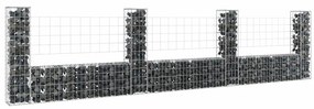 Gabionový koš ve tvaru U se 4 sloupky železo 380 x 20 x 100 cm 151277