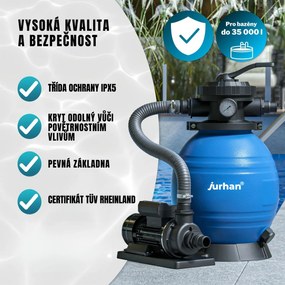 Písková filtrace k bazénu AQUA, 10 200 l/h, modrá Jurhan