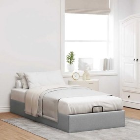 Osmanský rám postele bez matrací světle šedá 90x200 cm textil 3310847