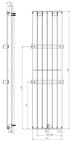 Sapho - Koupelnový radiátor COLONNA 910W/230V 45x180 cm černá