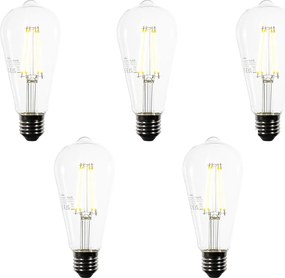 Sada 5 LED žárovek E27 ST64 čirých 3,8W 806 lm 3000K