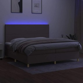 Box spring postel s matrací a LED taupe 200x200 cm textil 3135305