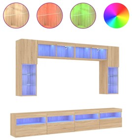 8dílná obývací stěna s LED osvětlením dub sonoma - Default Title