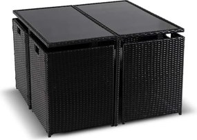 Zahradní sestava Trenus - 4 židle + 4 bobky, černá / krémová