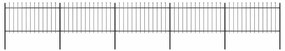Zahradní plot s kopím nahoře ocelový 838 x 100 cm černý 277615