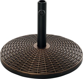 Stojan na slunečník Outsunny s hmotností 25 kg, v retro vzhledu ratanového koše, průměr trubky Ø35/Ø38/Ø48 mm, plast + cement, antický bronz Ø53 x 40