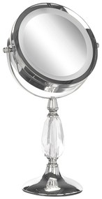 Kosmetické zrcátko s LED osvětlením ø 18 cm stříbrné MAURY Beliani
