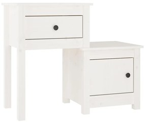 814541 vidaXL Noční stolek bílý 79,5 x 38 x 65,5 cm masivní borové dřevo