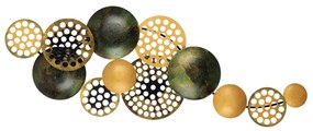 Nástěnná kovová dekorace BUBBLES 90 cm černá/zlatá