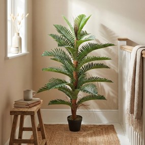 HOMCOM Umělá palma 120 cm s 24 listy z PEVA, dekorativní rostlina s plastovým květináčem, zelená