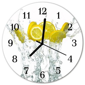Skleněné hodiny kulaté Citronová voda