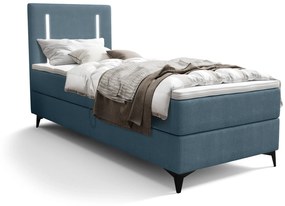Jednolůžková postel 90 cm Ortega Comfort (světlomodrá) (s roštem a matrací, s úl. prostorem) (s LED osvětlením). 1082697