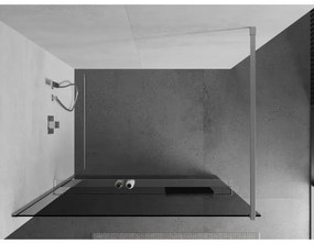 Mexen Kioto+ sprchová zástěna s poličkou a kolejnicí 110 x 200 cm, Grafitově černá 8 mm, Chromovaná - 800-110-121-01-40