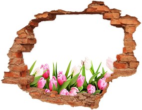 Wallmuralia Samolepící nálepka na zeď Růžové tulipány 90x70 cm