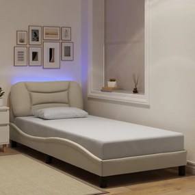 Rám postele s LED bez matrace Hvar krémový 90 x 200 cm textil 3213681