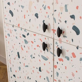 KALUNE DESIGN Dřevěná komoda TERRAZZO bílá 869VEL4527