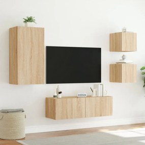 4dílná obývací stěna s LED osvětlením dub sonoma 3216883