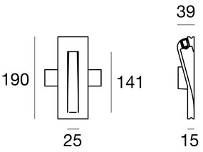 Linea Light 60930W70 Gypsum_WF2, obdélníkové zapuštěné svítidlo do stěny ze sádry, 2W LED 3000K, 19x7cm