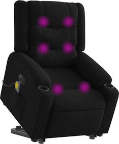 Elektrické zvedací masážní polohovací křeslo černé textil 3206584